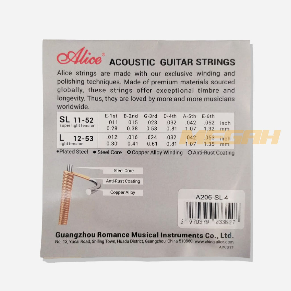Senar Gitar Akustik Alice Original N0 5-6 A206 – Megah Sport